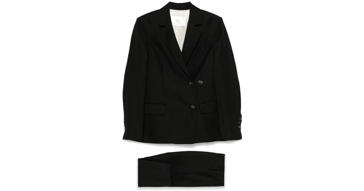 Tela Double-Breasted Suit in Black | Lyst