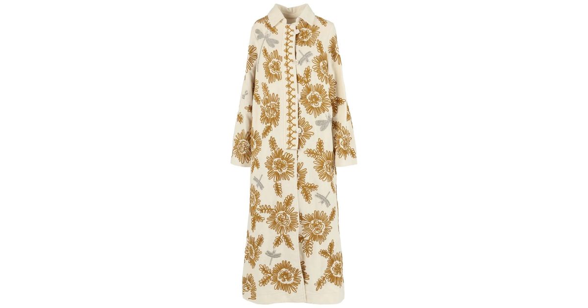 Forte Forte Velvet Embroidered Coat in Metallic | Lyst UK