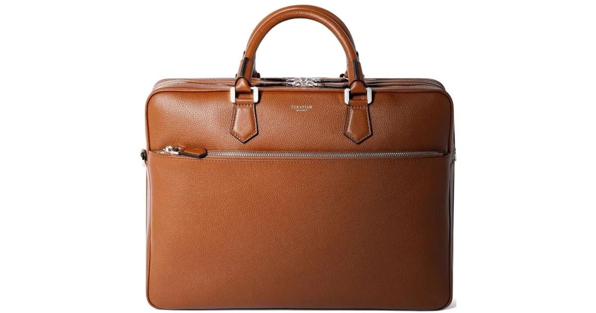 Serapian Leather Laptop Bag in Brown for Men | Lyst