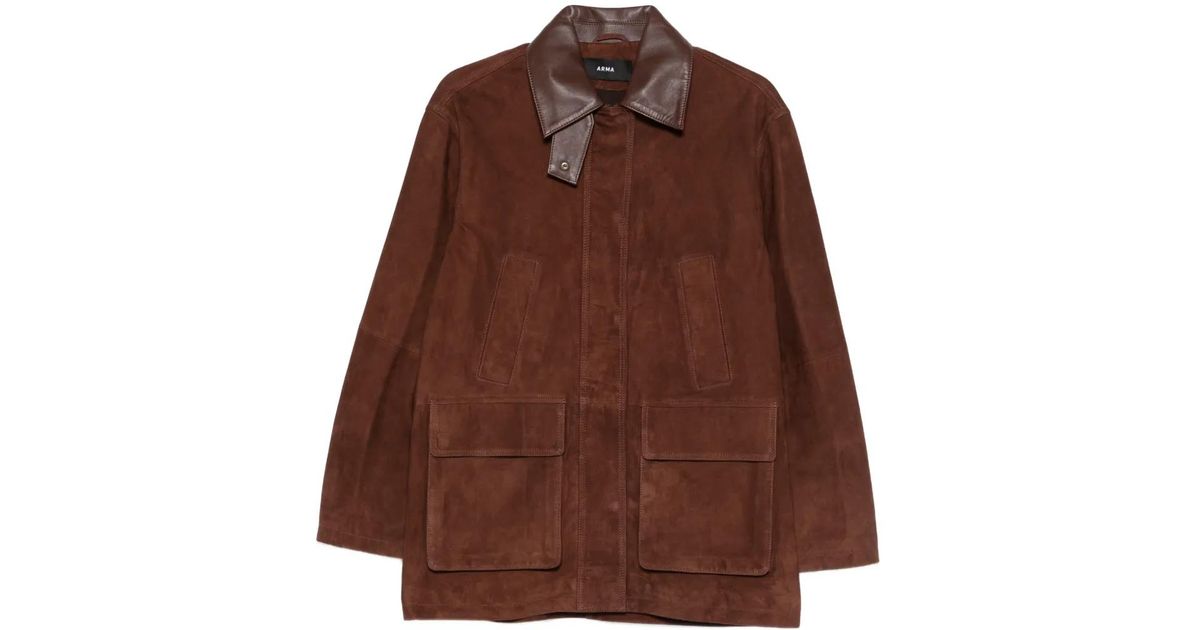 Arma Elsa Front-Pocket Leather Jacket in Brown | Lyst