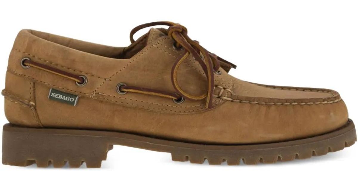 Sebago Acadia Waxed-Leather Boat Shoes in Brown for Men | Lyst