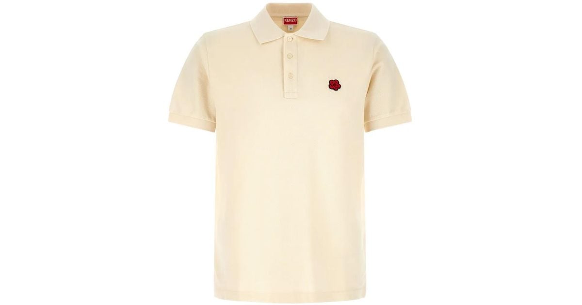 KENZO Boke Flower Patch Logo Embroidery Polo Shirt in Natural for Men ...