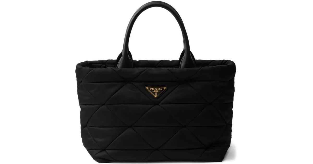 Prada Padded Tote Bag in Black | Lyst