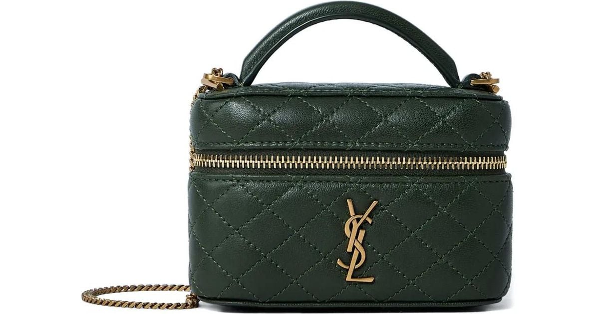 Saint Laurent Gaby Quilted Tote Bag in Green | Lyst UK