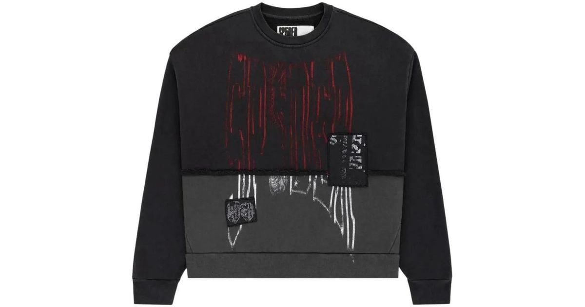 Sp5der Diffused Collegiate Crew-Neck Sweatshirt in Black for Men | Lyst UK