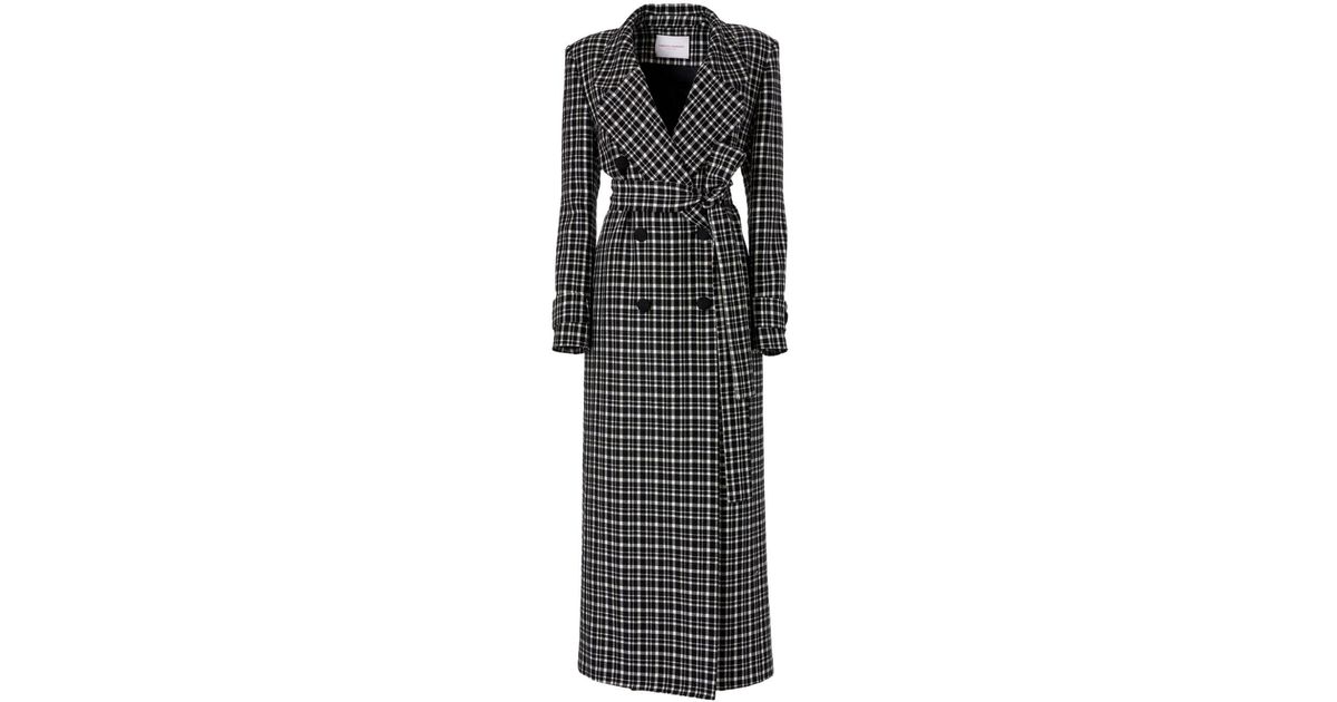 Carolina Herrera Check-Pattern Coat in Black | Lyst