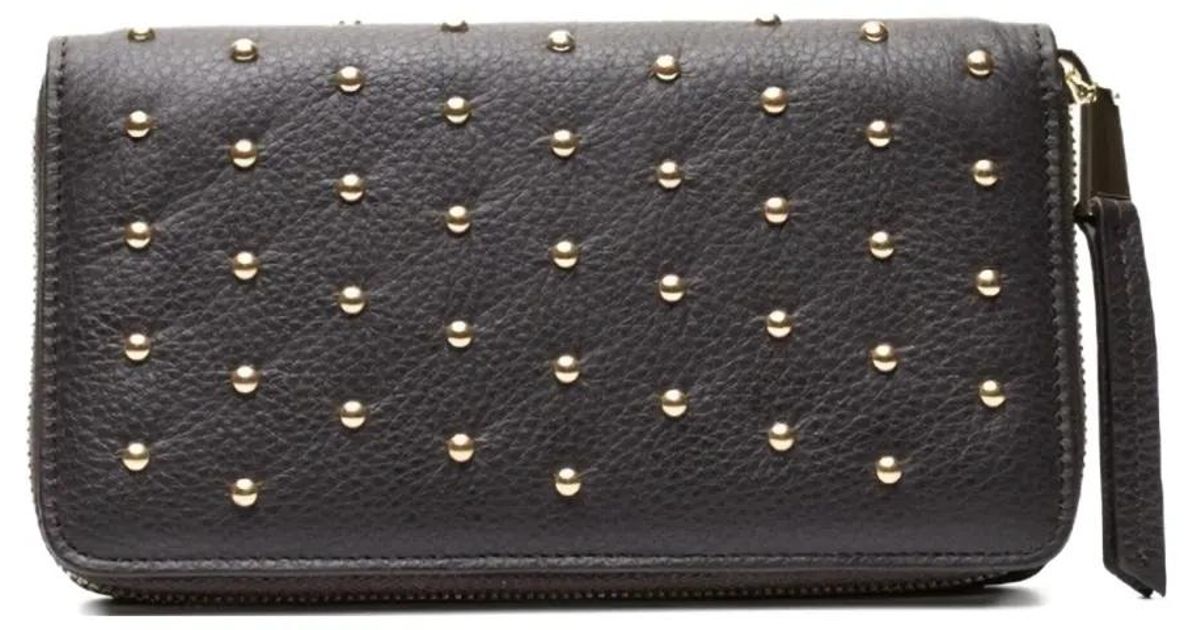 Poche Paris Studded Zip Wallet in Grey | Lyst UK