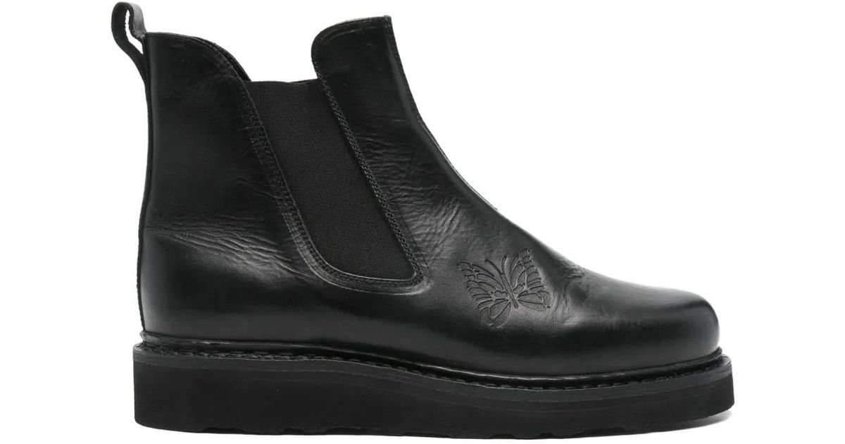 Needles Embossed-Detail Platform Boots in Black for Men | Lyst UK