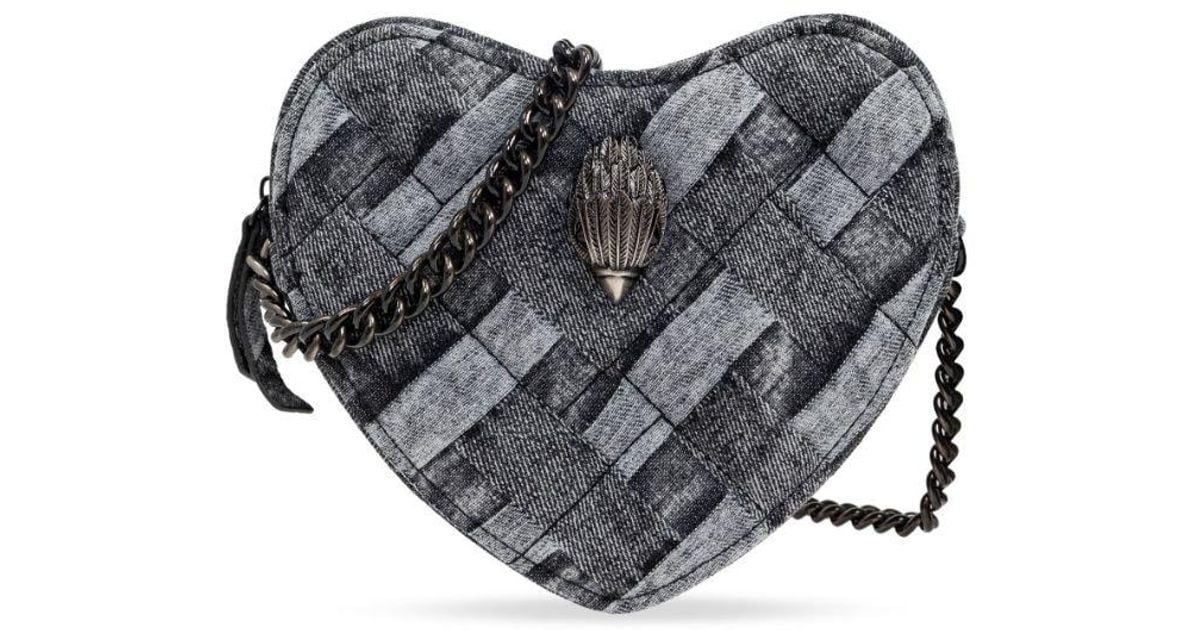 Kurt Geiger Kensington Heart Denim Crossbody Bag in Gray | Lyst