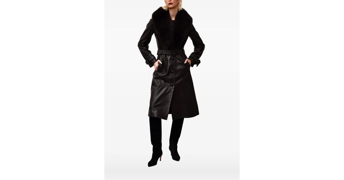 Poche Paris Single-breasted Belted Coat in Black | Lyst UK