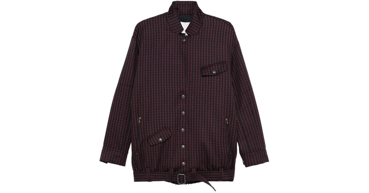 Tibi Gingham Bomber Jacket in Purple | Lyst UK