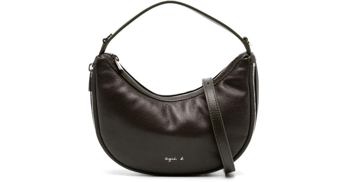 agnès b. Leather Crossbody Bag in Black | Lyst