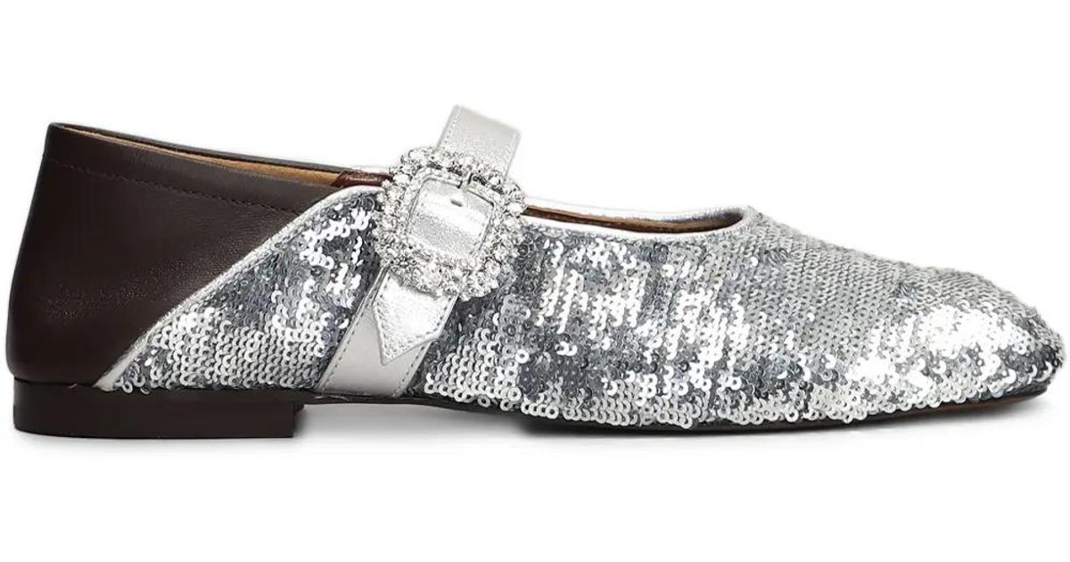 Wales Bonner Sequin-Embellished Ballerina Shoes in White | Lyst