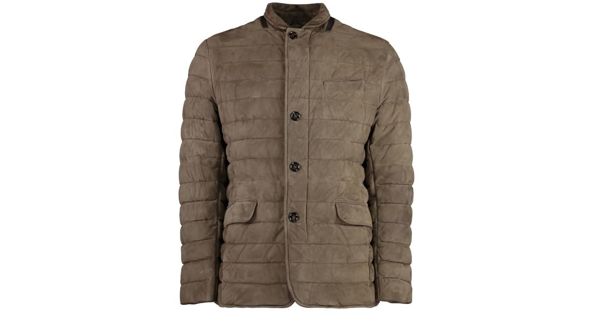 Moorer Zavyer Quilted Suede Jacket in Green for Men | Lyst