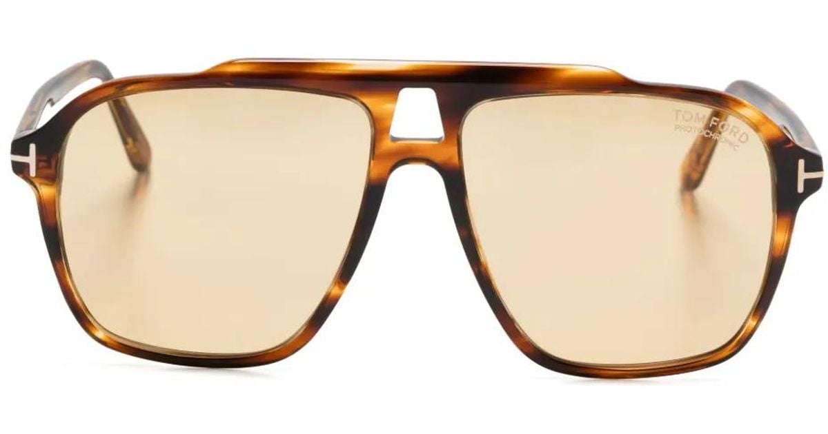 Tom Ford Navigator-Frame Sunglasses in Natural | Lyst UK