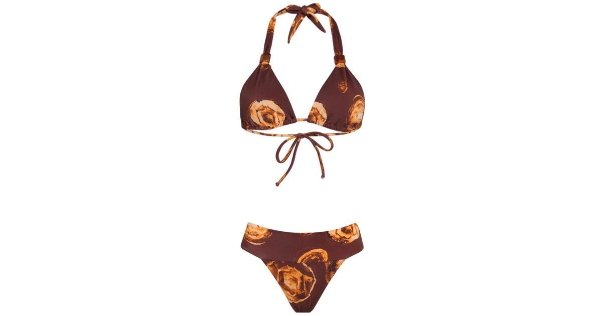 Brigitte Bardot Marina V-Neck Floral-Print Bikini in White | Lyst UK