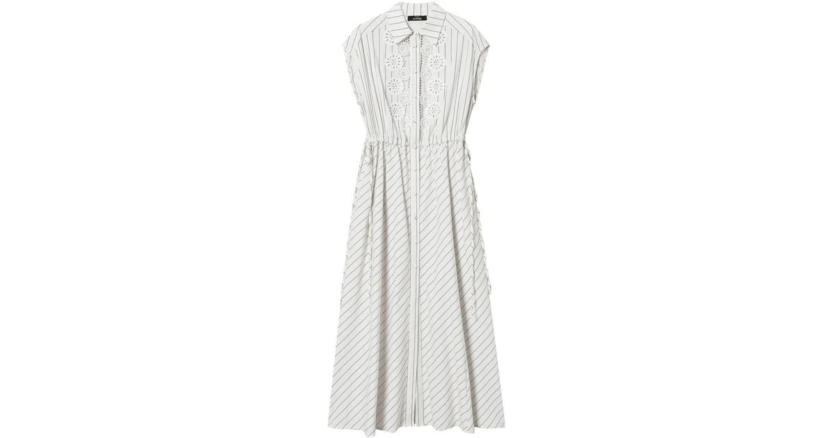 Twin Set Macramé-Detail Maxi Dress in White | Lyst