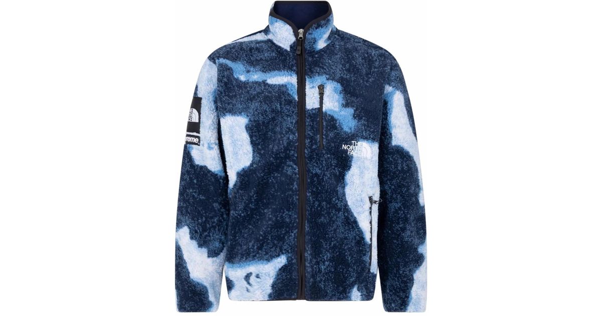 Supreme X The North Face Bleached Denim Fleece Jacket in Blue | Lyst UK