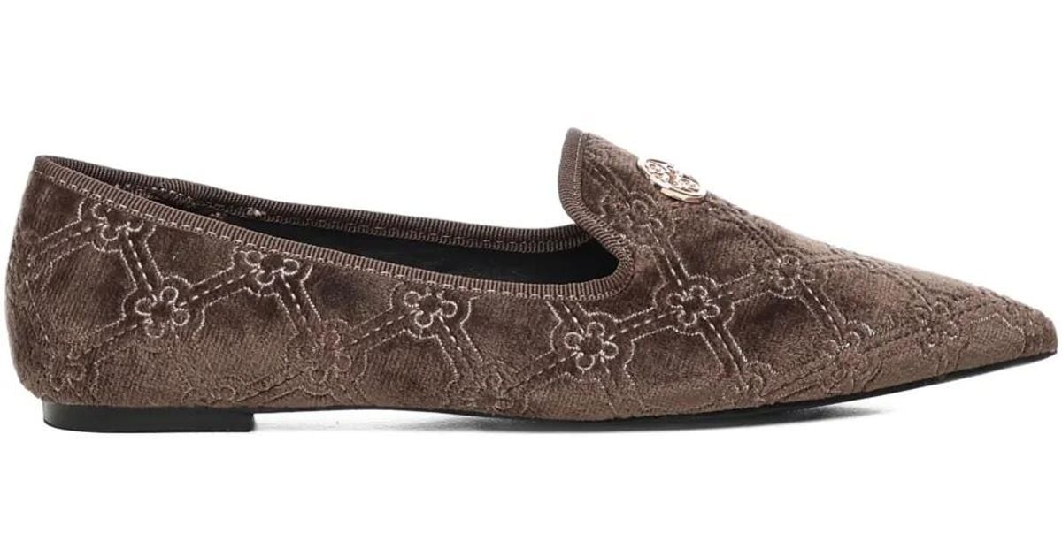 V73 Embellished Pointed-Toe Loafers in Brown | Lyst UK