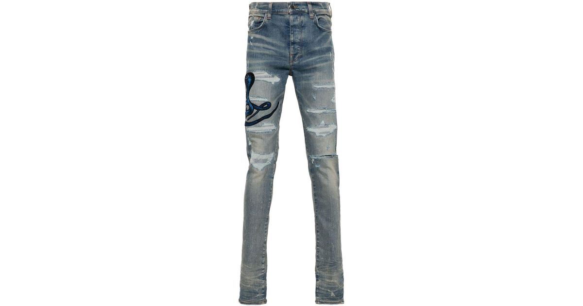 Amiri Patch-Detail Jeans in Blue for Men | Lyst
