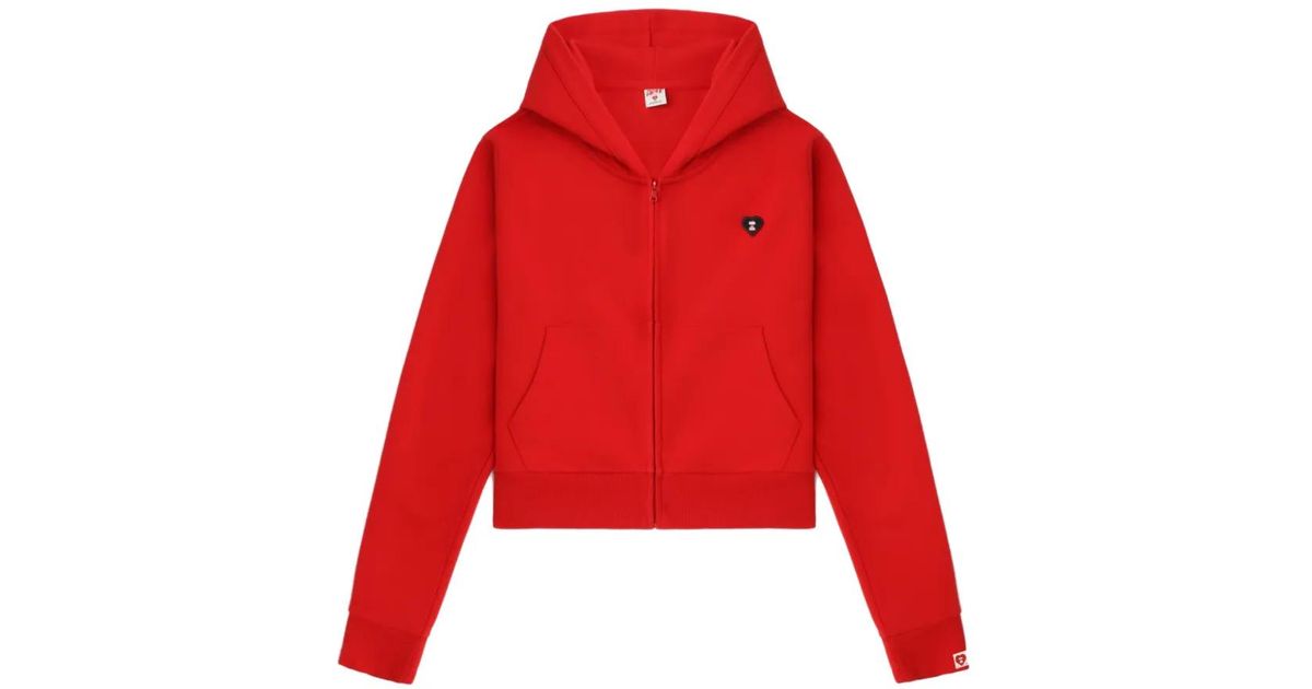 A Bathing Ape Zip-Up Hoodie in Red | Lyst UK