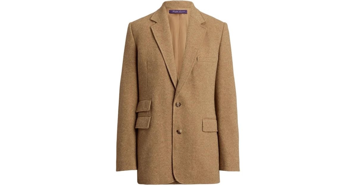 Ralph Lauren Eli Basketweave Tweed Blazer in Natural | Lyst