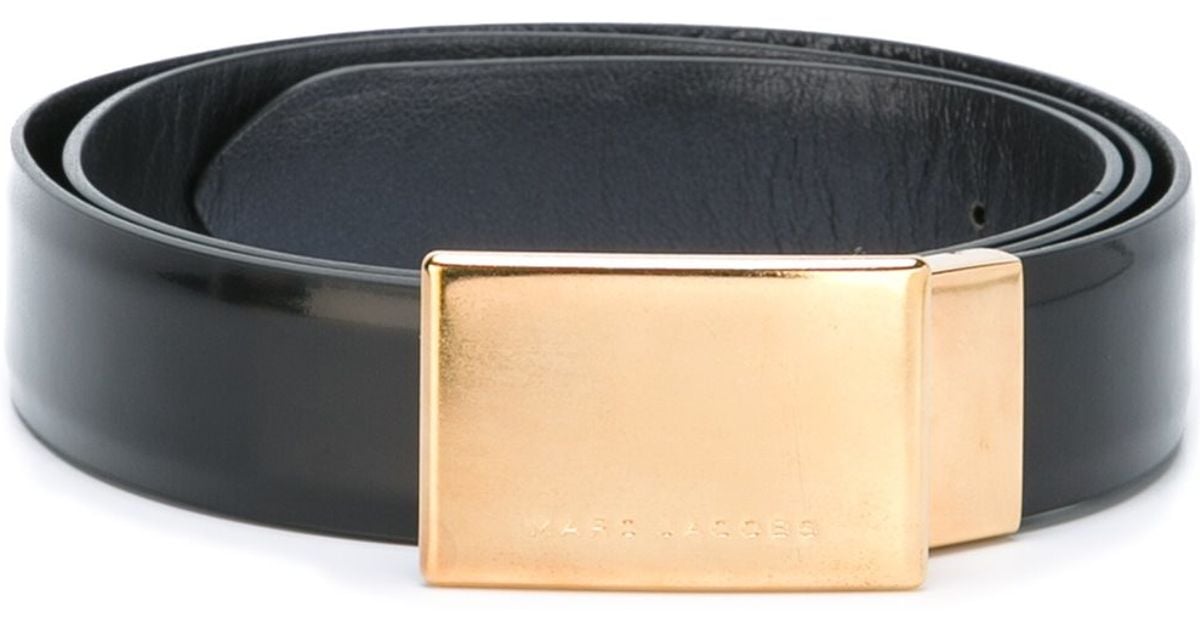 Marc Jacobs Gold Buckle Plaque Belt in Black for Men | Lyst