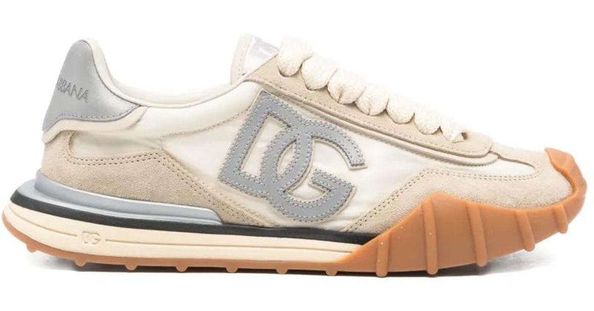Dolce & Gabbana Bassa Logo-Patch Sneakers in White | Lyst UK
