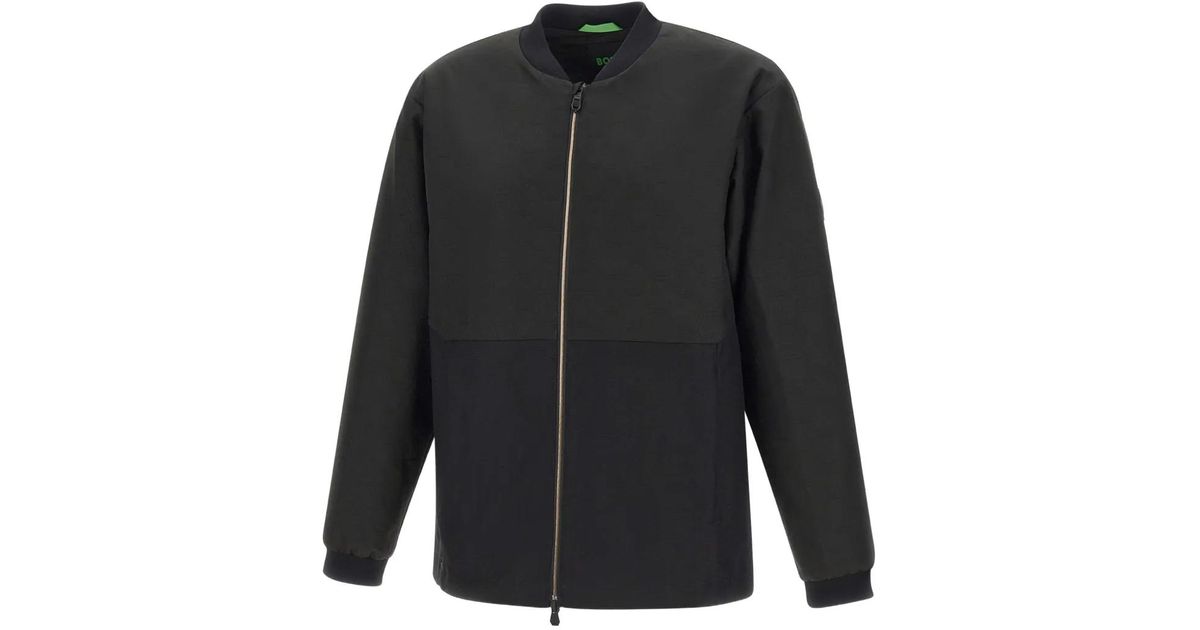 BOSS Zip Bomber Jacket in Black for Men | Lyst UK
