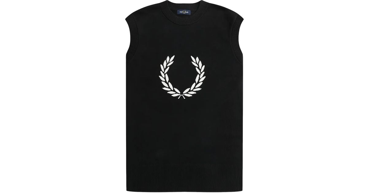 Fred Perry Logo-Intarsia Vest in Black for Men | Lyst