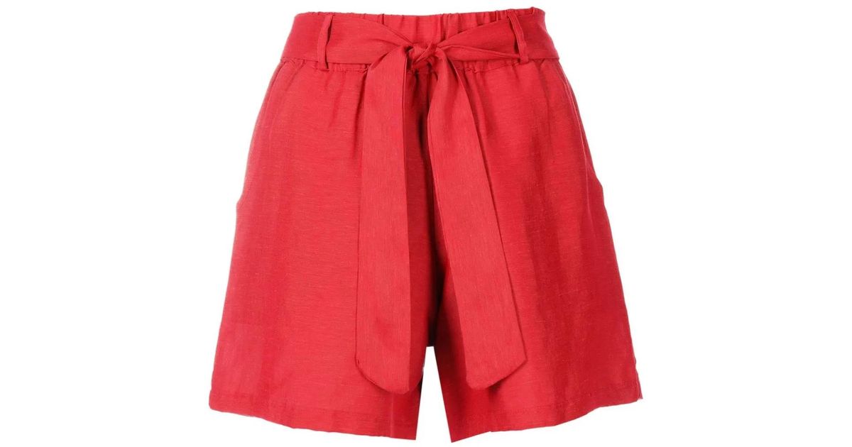 Amir Slama Belted Elasticated Short Shorts in Red | Lyst UK