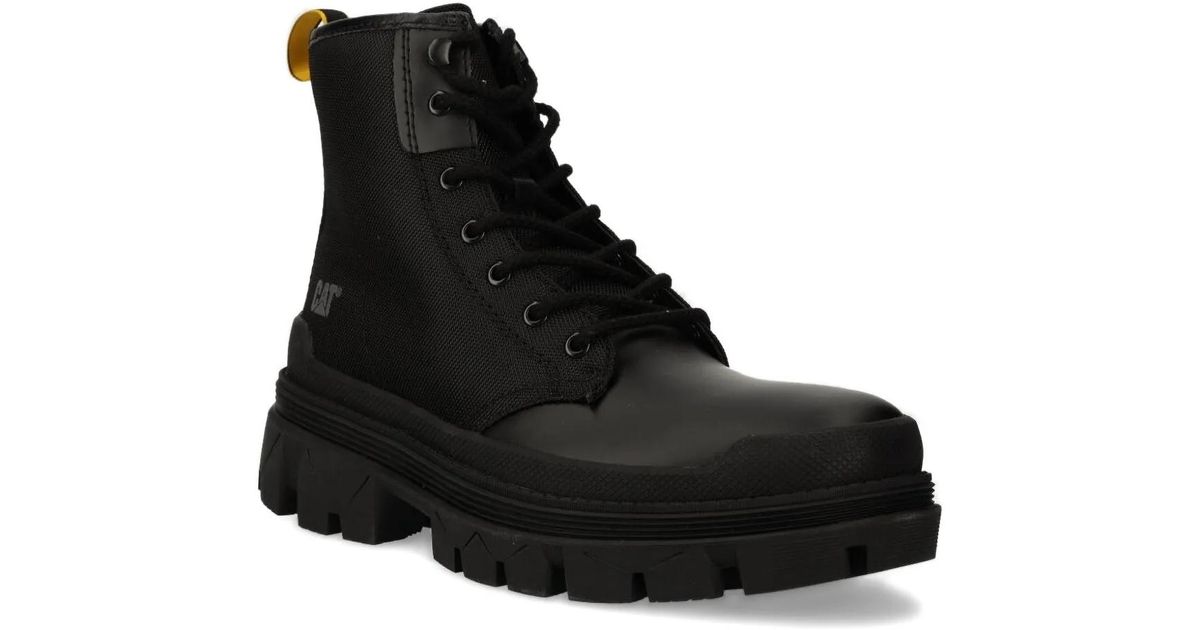 Caterpillar Lace-Up Rubber-Sole Boots in Black | Lyst UK