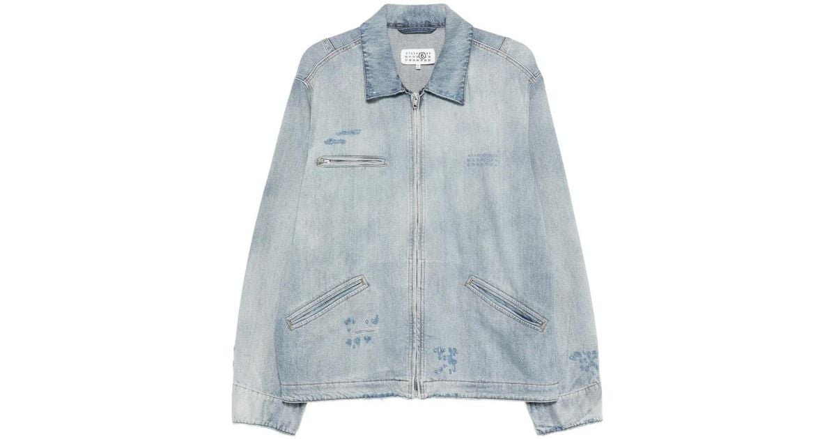 MM6 by Maison Margiela Numbers-Motif Denim Jacket in Blue for Men | Lyst