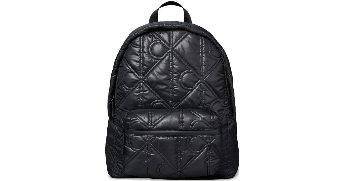 Calvin Klein Quilted-Logo Backpack in Black for Men | Lyst UK