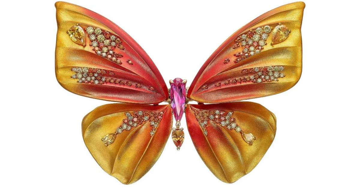 Anabela Chan Magma Butterfly Brooch in Orange | Lyst