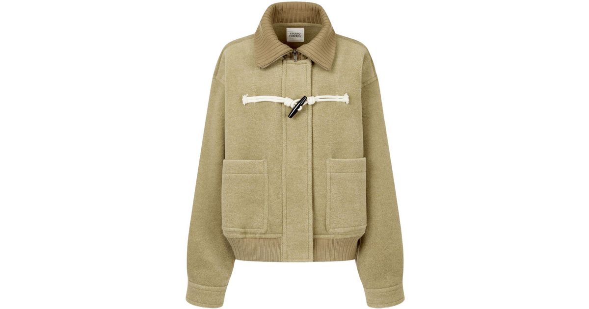 Studio Tomboy X Herringbone-Pattern Jacket in Green | Lyst