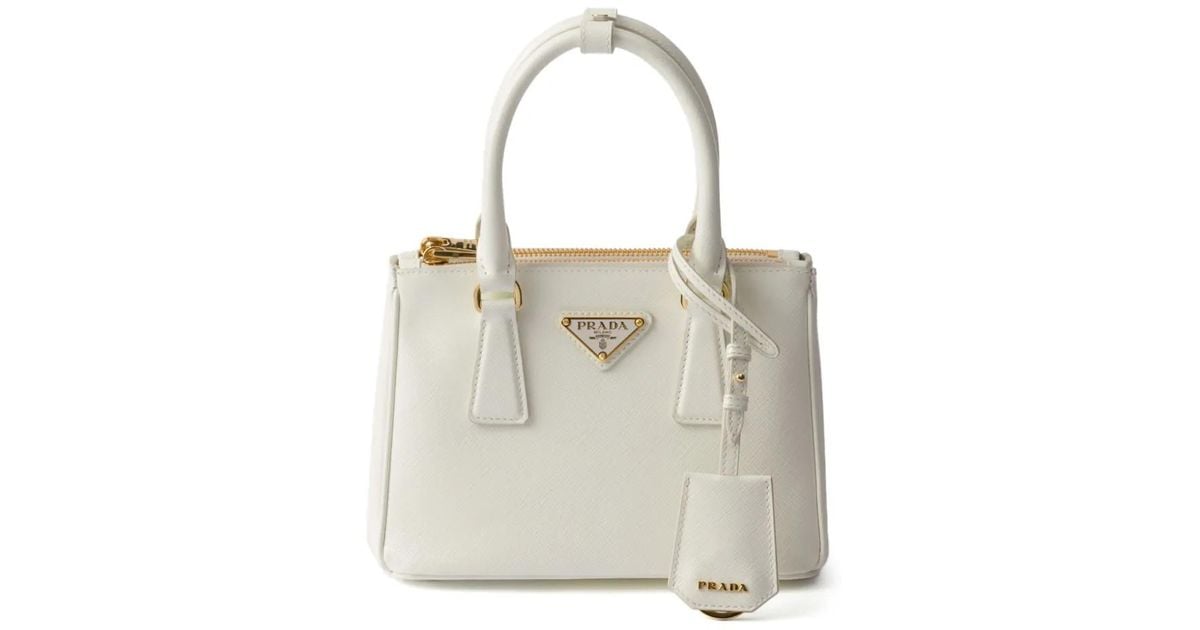 Prada Galleria Patent Leather Mini Bag in White | Lyst UK