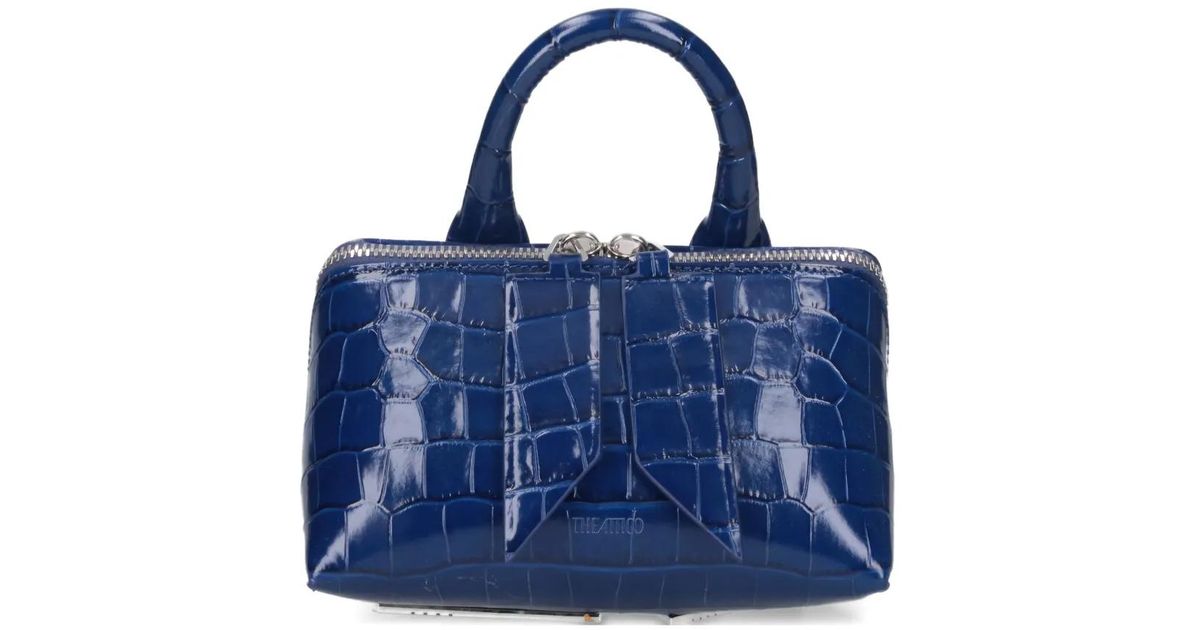 The Attico Friday Crocodile-Effect Top-Handle Mini Bag in Blue | Lyst