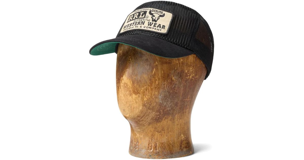 RRL Logo-Patch Mesh Cap in Black for Men | Lyst UK