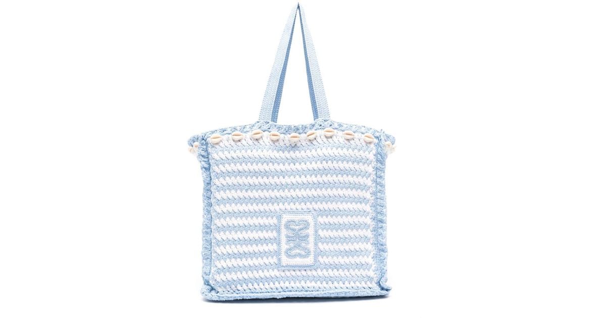 Sandro Shell-Detail Crochet Tote Bag in Blue | Lyst