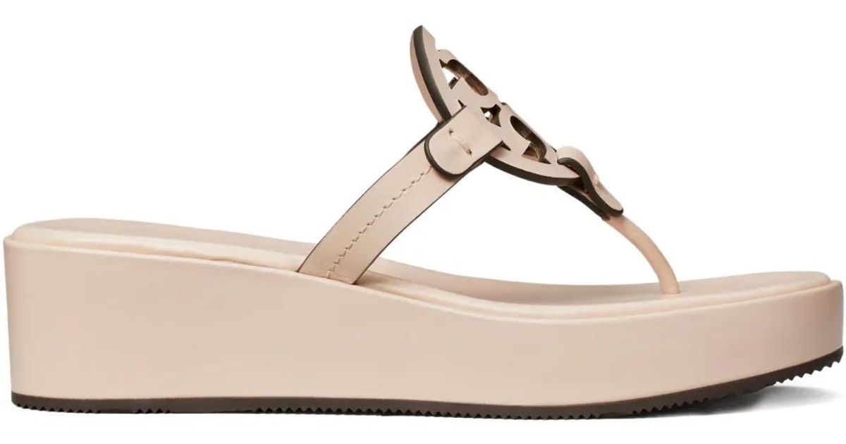 Tory Burch Miller Platform Flip-Flops in White | Lyst