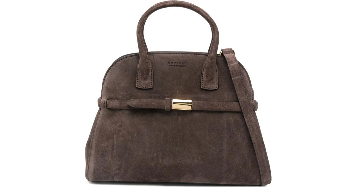 Orciani Aura Suede Tote Bag in Brown | Lyst