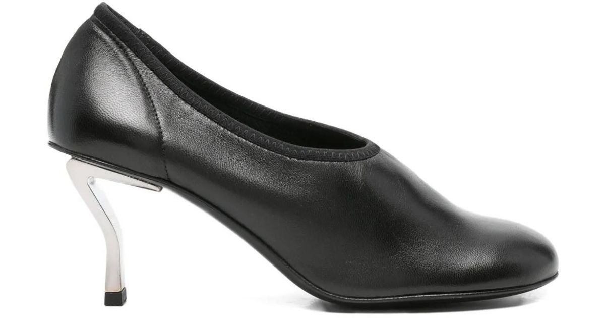 Nicole Saldaña Sculpted-Heel Leather Pumps in Black | Lyst