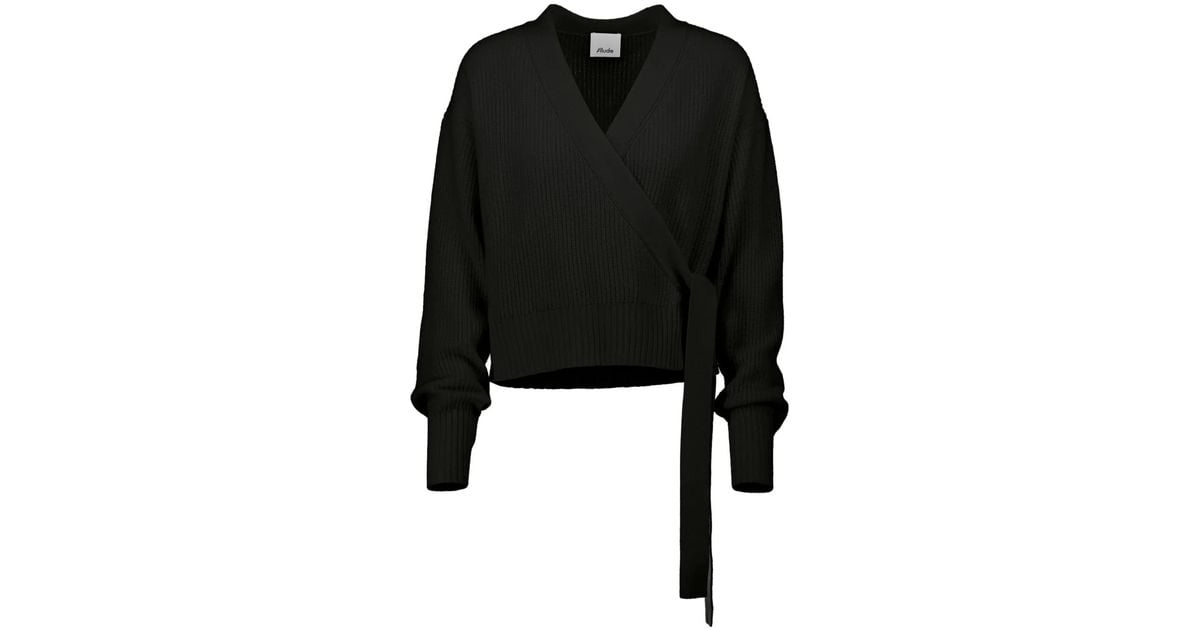Allude Wrap Cardigan in Black | Lyst UK