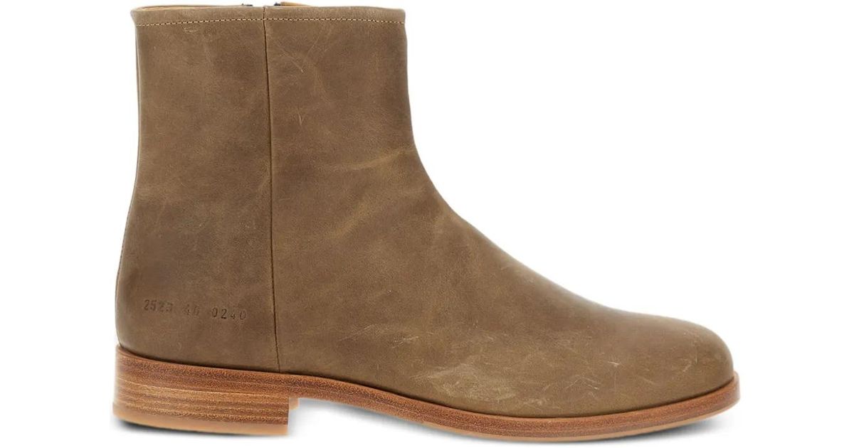 Common Projects Zip-Detail Leather Boots in Brown for Men | Lyst UK