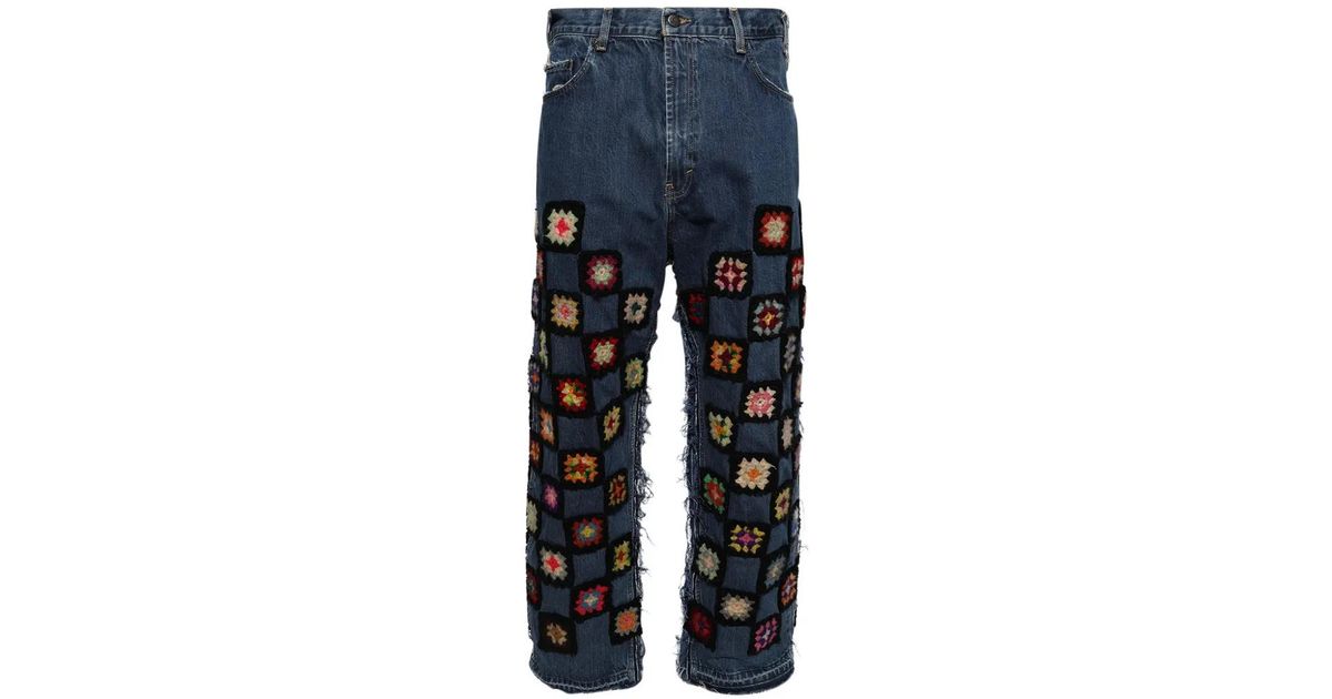 Nigel Xavier Crochet Checkerboard Jeans in Blue for Men | Lyst UK
