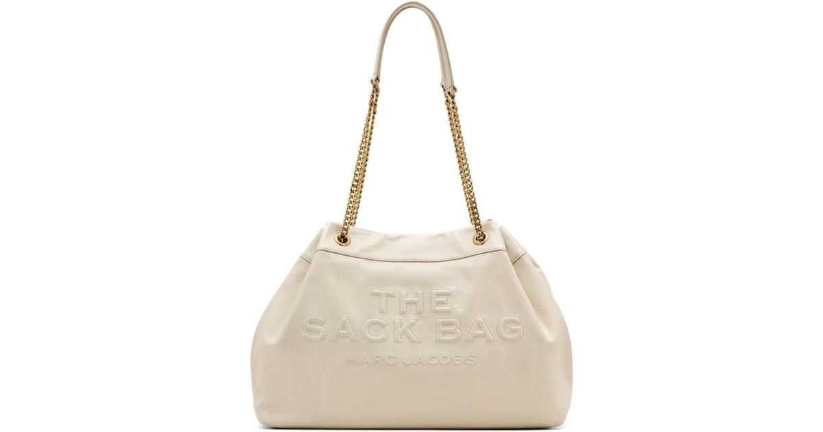 Marc Jacobs The Chain Sack Leather Shoulder Bag in Natural | Lyst