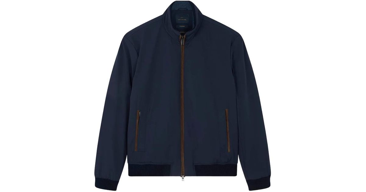 Paul & Shark Suede-Detail Bomber Jacket in Blue for Men | Lyst UK