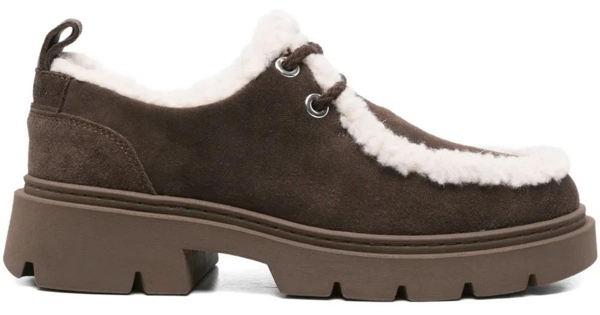 Inuikii Mocabee Curly Shearling-Trimmed Derby in Brown | Lyst