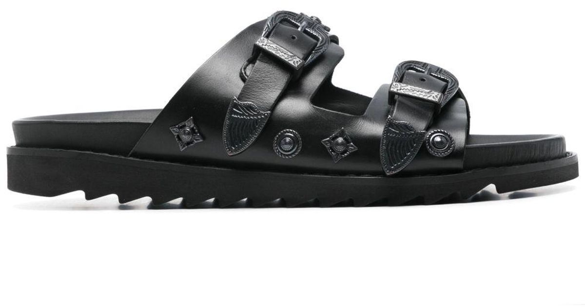 Toga Virilis Leather Slides in Black for Men | Lyst